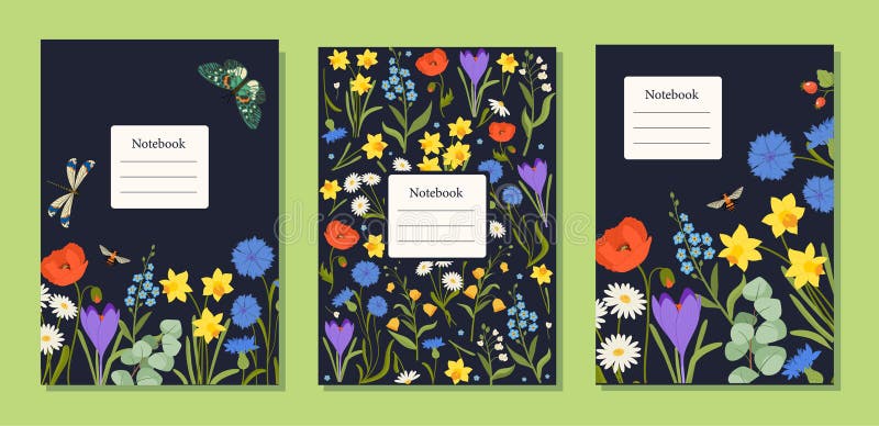 Flowers Notebook Covers Vector Set Stock Vector - Illustration of ...