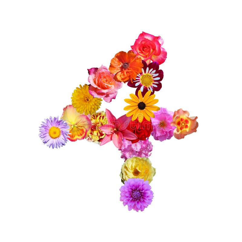 Number four with flowers stock vector. Illustration of butterflies ...