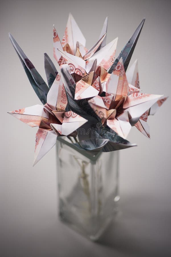 Flowers origami banknotes stock image. Image of banknotes - 89604145