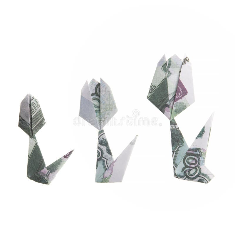 Money Origami ROOSTER Bird Folded with Real One Dollar Bill Isolated on ...