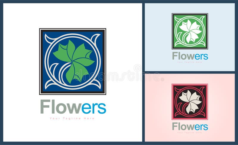 Flowers Ornament Floral Set Logo Template Design Stock Vector ...