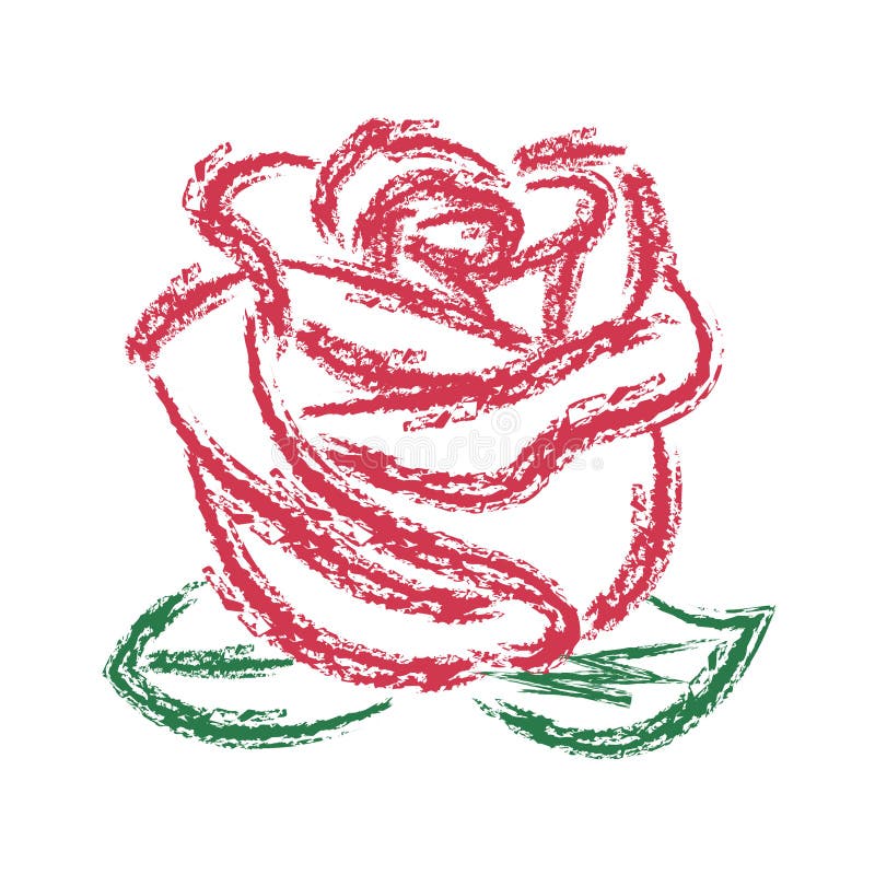 Rose by Crayons Drawing stock vector. Illustration of rose - 304805341