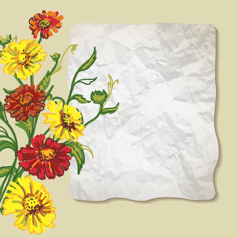 Flowers and paper stock vector. Illustration of style - 69133393