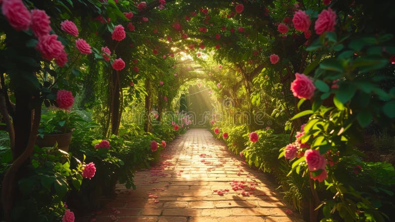 Flowers in the Park Path in the Park Path in the Garden Stock ...