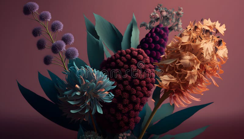 Flowers in Pastel Shades on a Solid Color. Stock Illustration ...