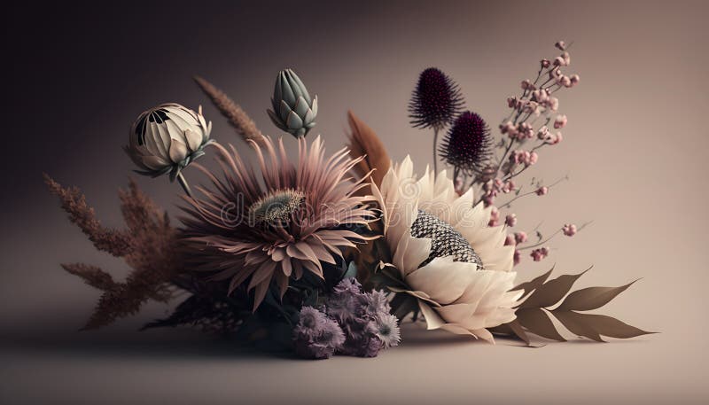 Flowers in Pastel Shades on a Solid Color. Stock Illustration ...