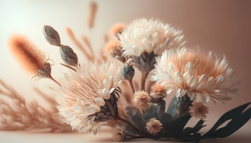 Flowers in Pastel Shades on a Solid Color. Stock Illustration ...