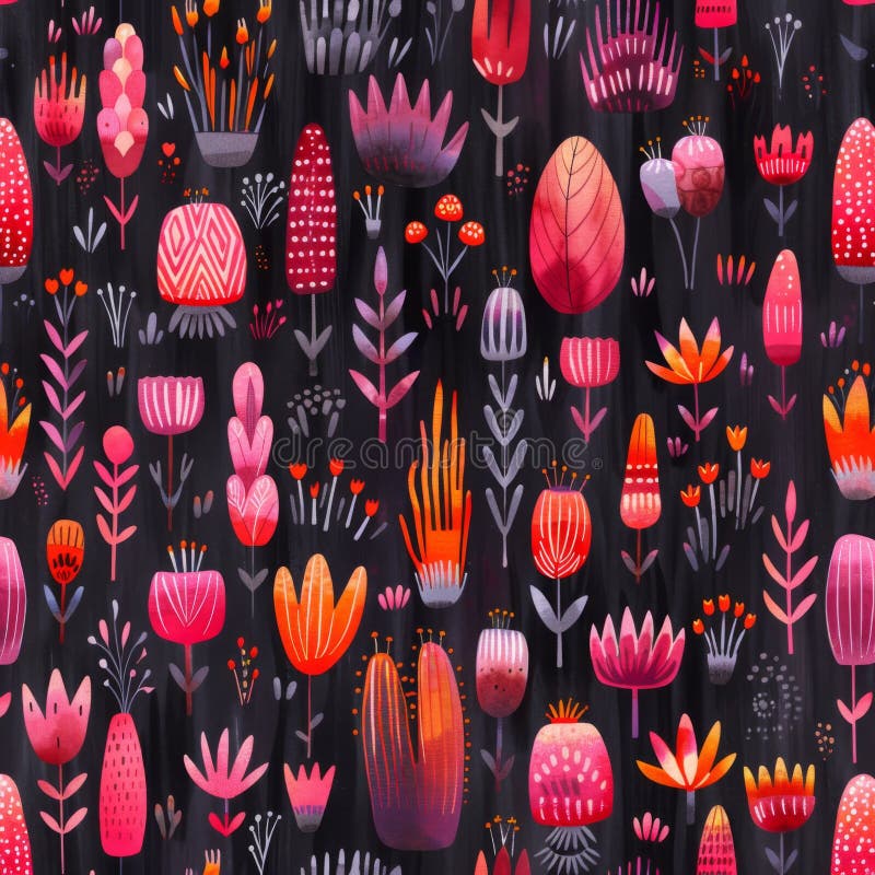 Flowers Pattern, Bright and Modern Floral Pattern with Stylized Flowers ...