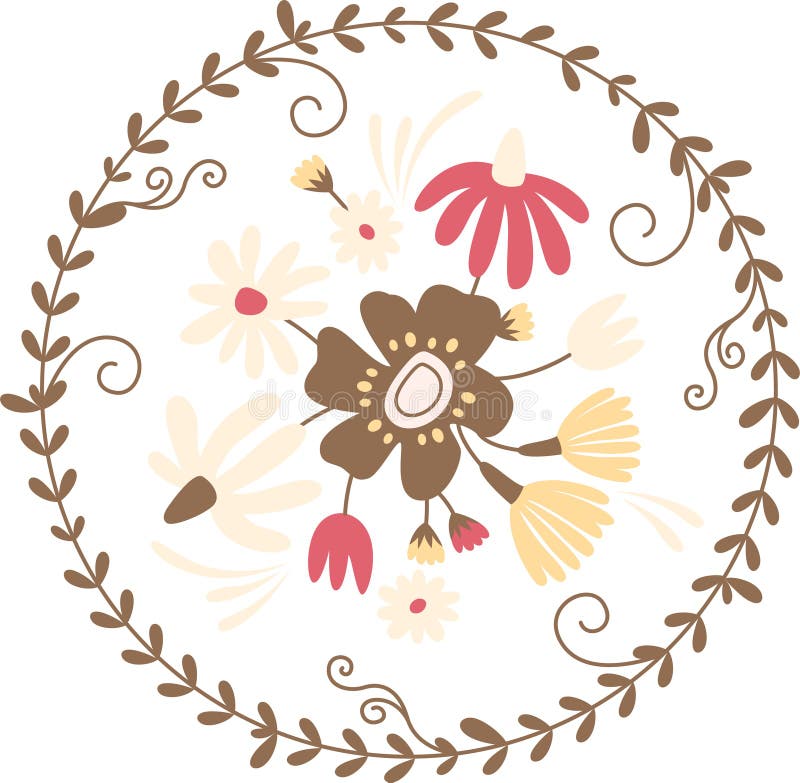 Flowers Pattern with Circle Frame Stock Vector - Illustration of design ...