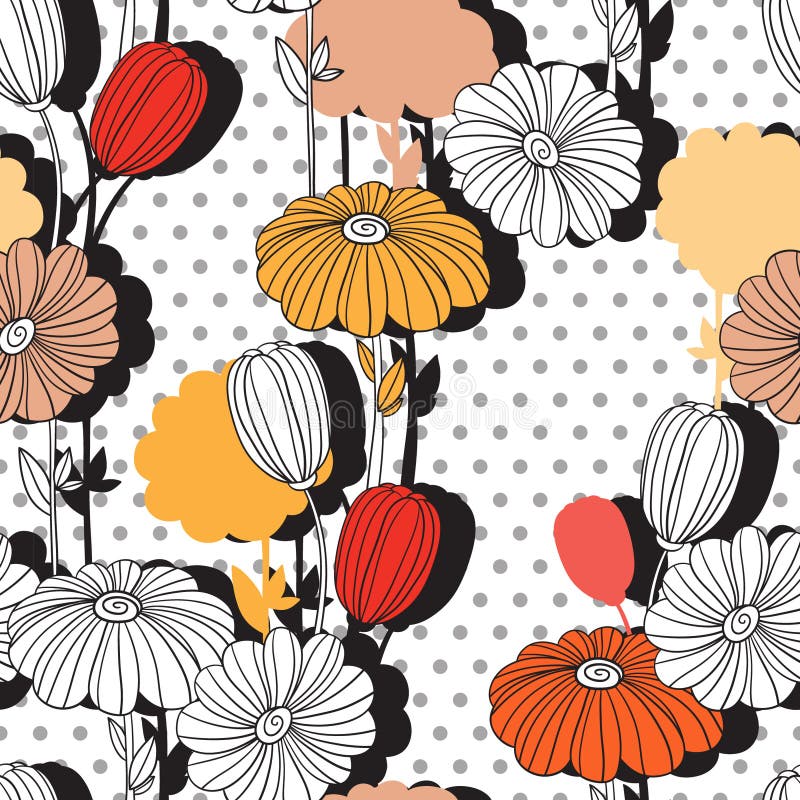 Flowers. Pattern with Retro Style. Stock Vector - Illustration of ...