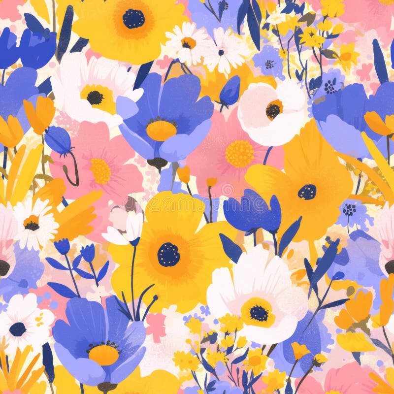 Flowers Pattern Seamless Background, Floral Repeating Illustration ...