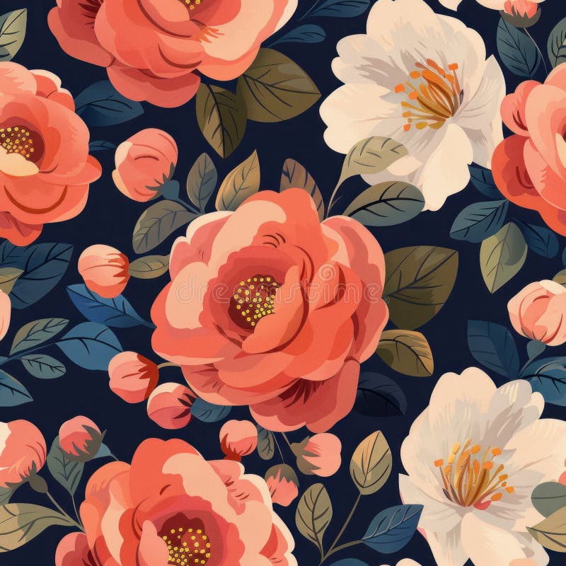 Flowers Pattern Seamless Background, Floral Repeating Illustration ...