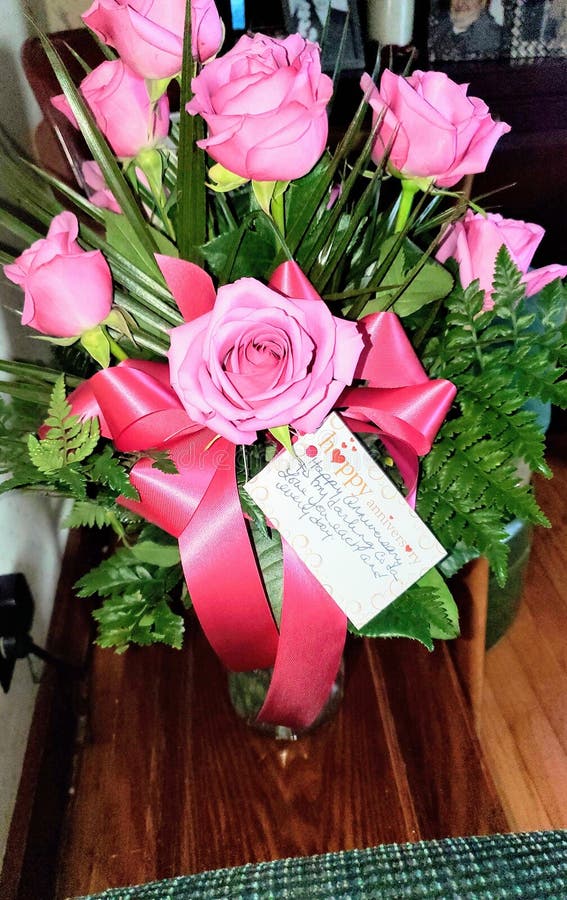 Flowers Pink Rose Love Note Stock Image - Image of note, flowers: 180617855