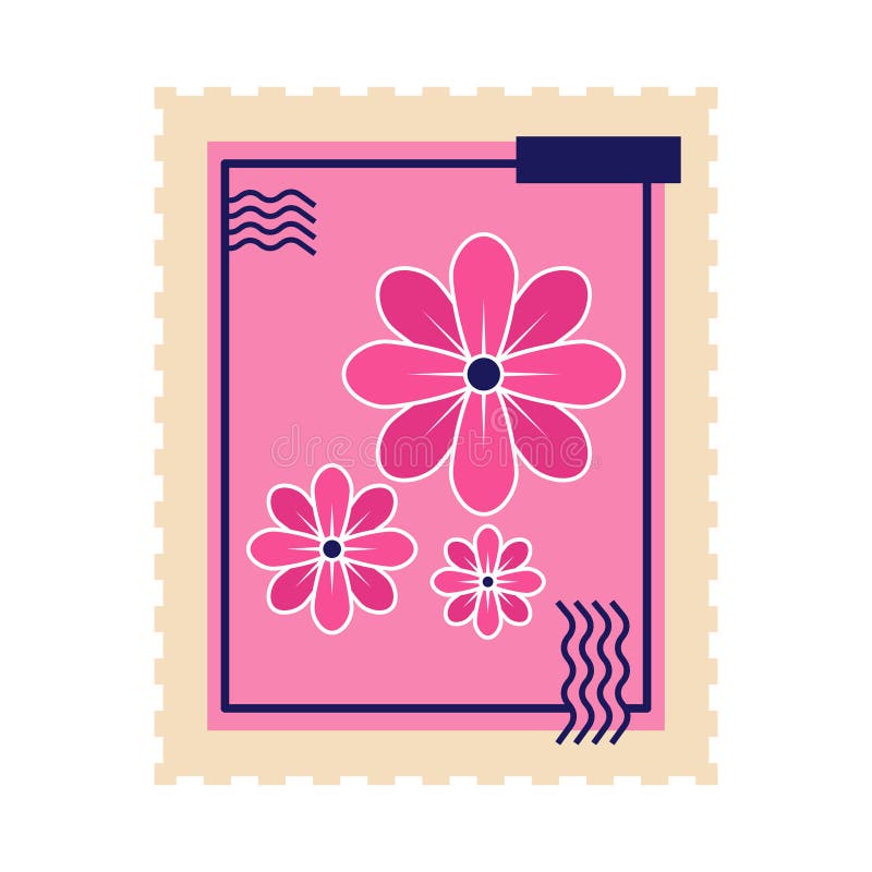 Flowers postage stamp stock vector. Illustration of sticker - 357592168
