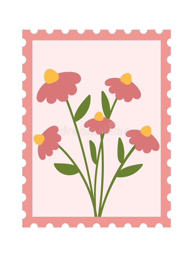 Flowers Postage Stamp stock vector. Illustration of vector - 275433254