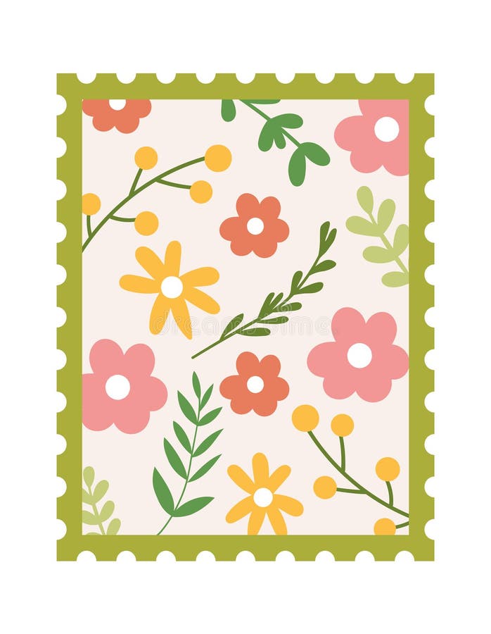 Flowers Postage Stamp stock vector. Illustration of element - 275436092
