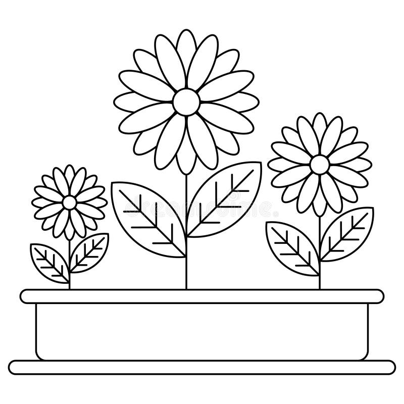 Flowers in a Pot Line Illustration. Flowers Icon Stock Vector ...