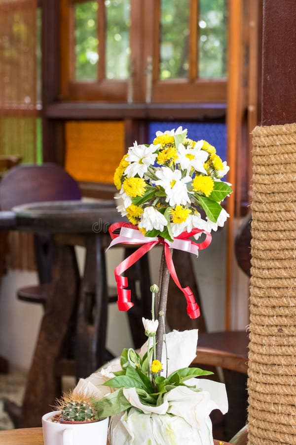 Flowers Pots Decoration on Table Stock Photo - Image of mini, interior ...