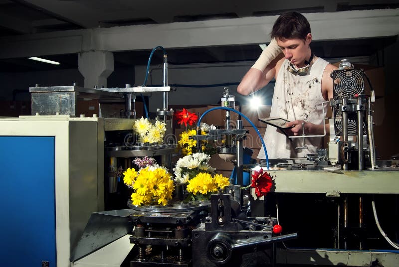 Flowers on the Production of Machines at the Factory6 Stock Image ...