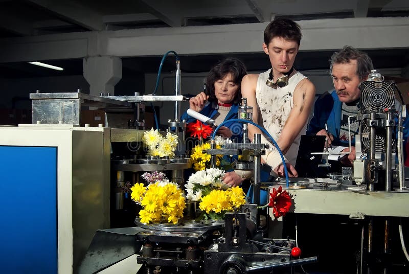 Flowers on the Production of Machines at the Factory4 Stock Image ...