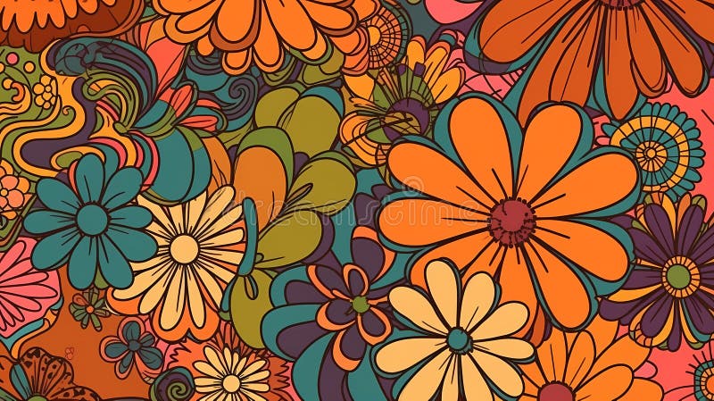 Flowers and Psychedelic Patterns, Hipster the Groovy Aesthetic AI ...