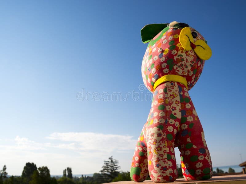 Flowers on a Red Cat Puppet and Blue Sky Stock Photo - Image of flower ...