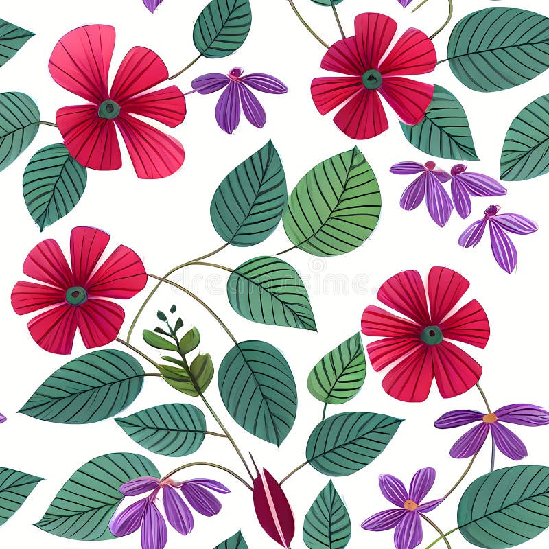 Floral Botanical Illustration Tropical Seamless Pattern Illustration ...