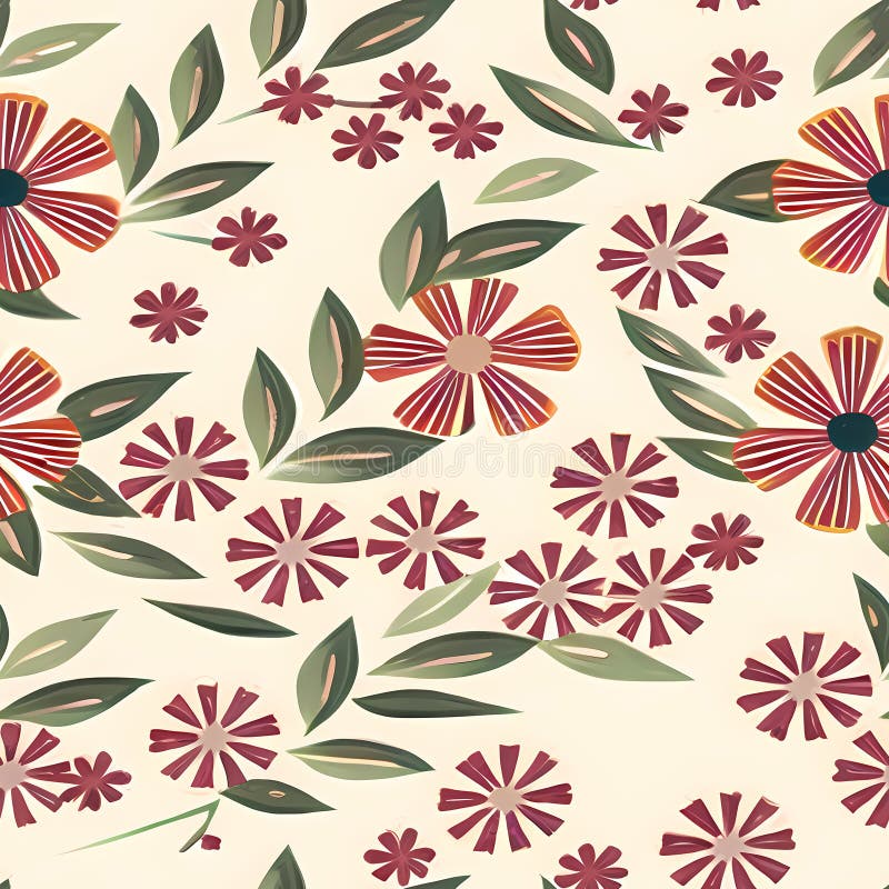 Seamless Floral Pattern with Flowers Watercolor on Light Background ...