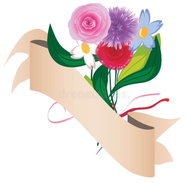 Flowers and ribbon stock vector. Illustration of clipart - 8212185