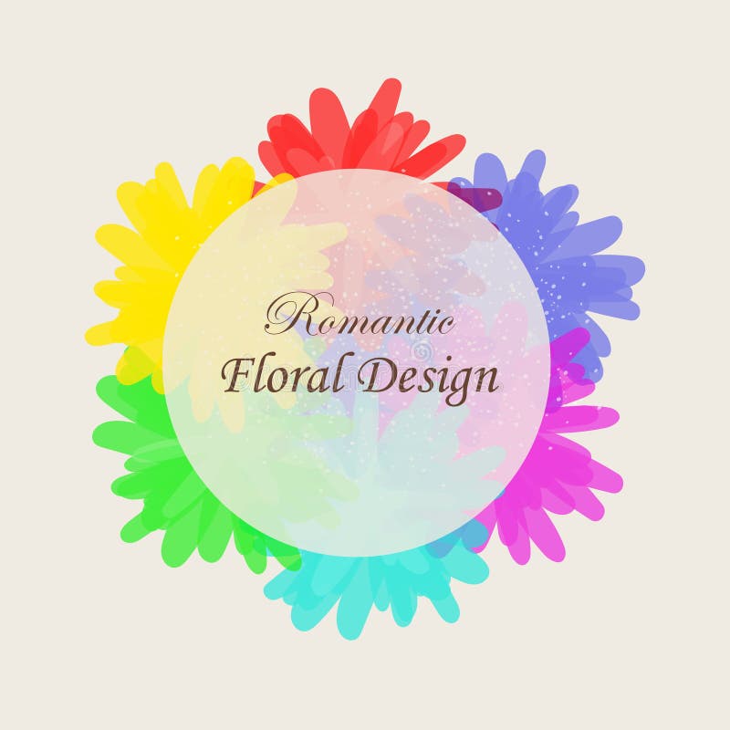 Flowers. Risograph Effect Geometric Abstract Shapes. Vector Floral ...