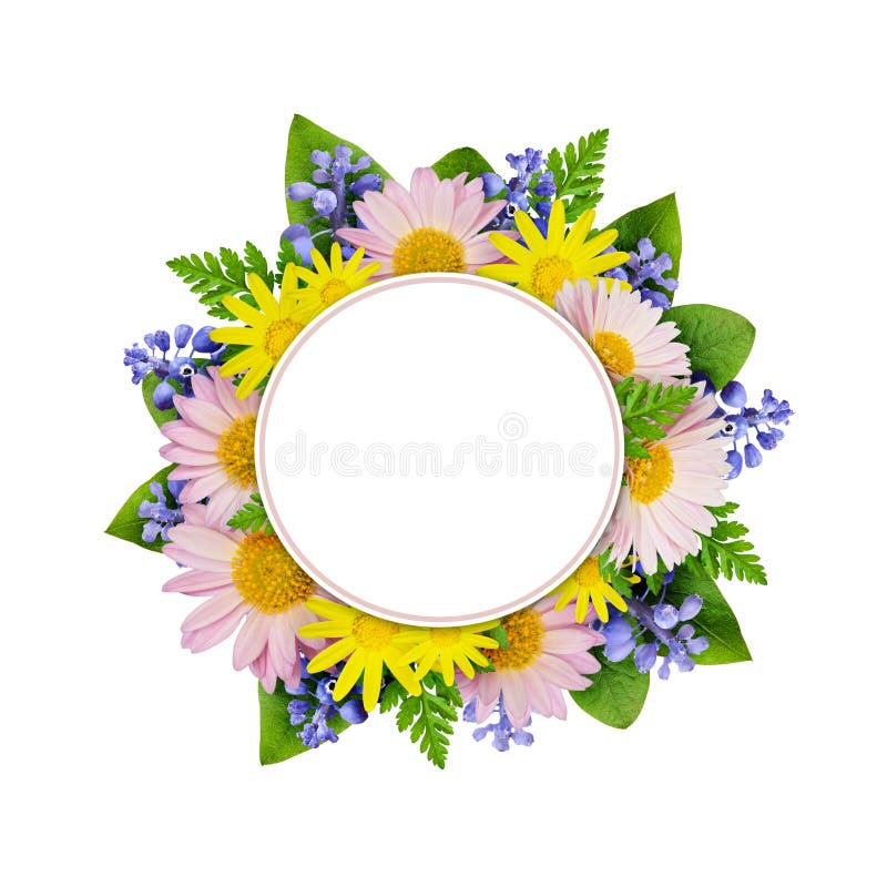 Flowers round frame stock photo. Image of meadow, loving - 64483076