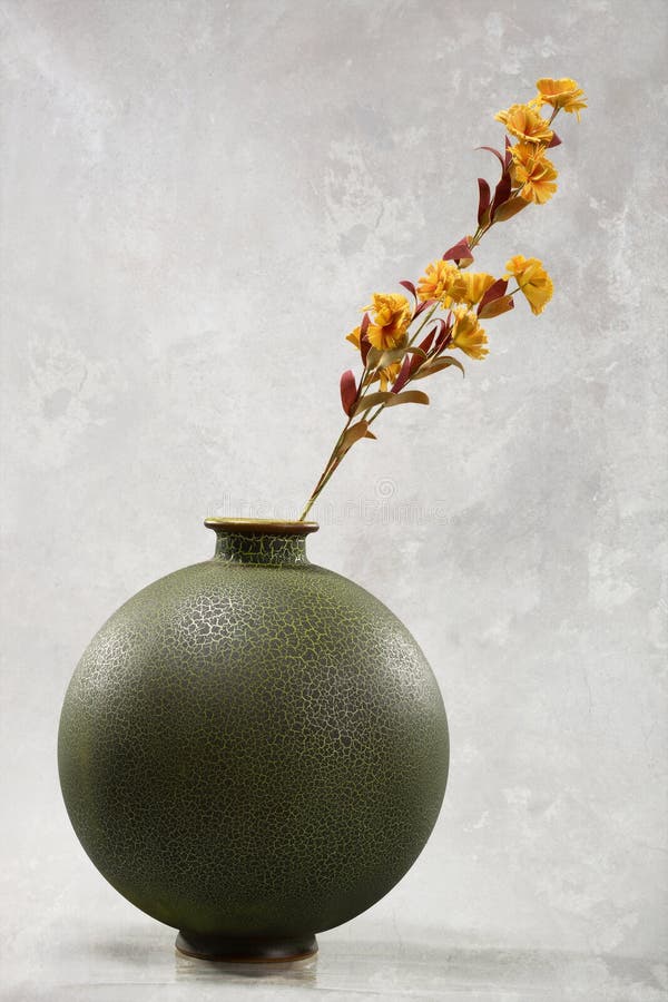 Flowers in round vase stock photo. Image of texture, base - 24258804