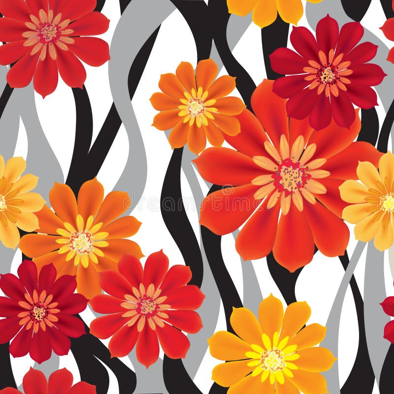 Flowers Seamless Background. Floral Seamless Texture with Flowers. Vector Graphic. Stock ...