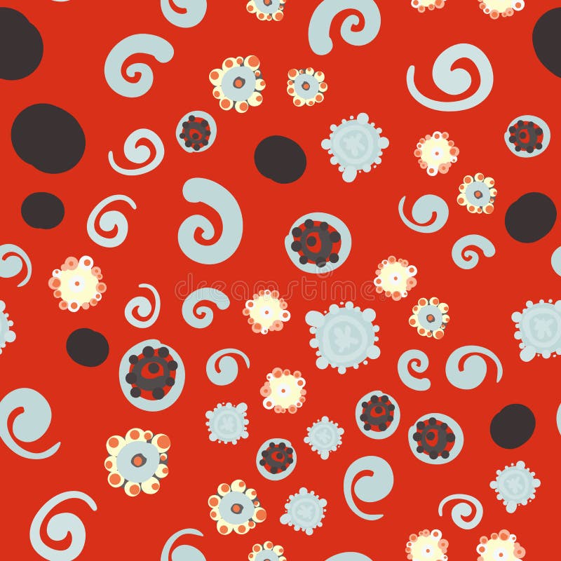 Flowers in Seamless Naive Pattern Stock Vector - Illustration of nature ...