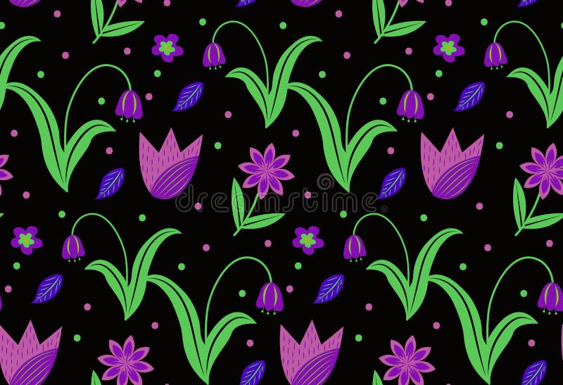 Flowers Seamless Pattern. Floral Plant Patterns Endless Background ...