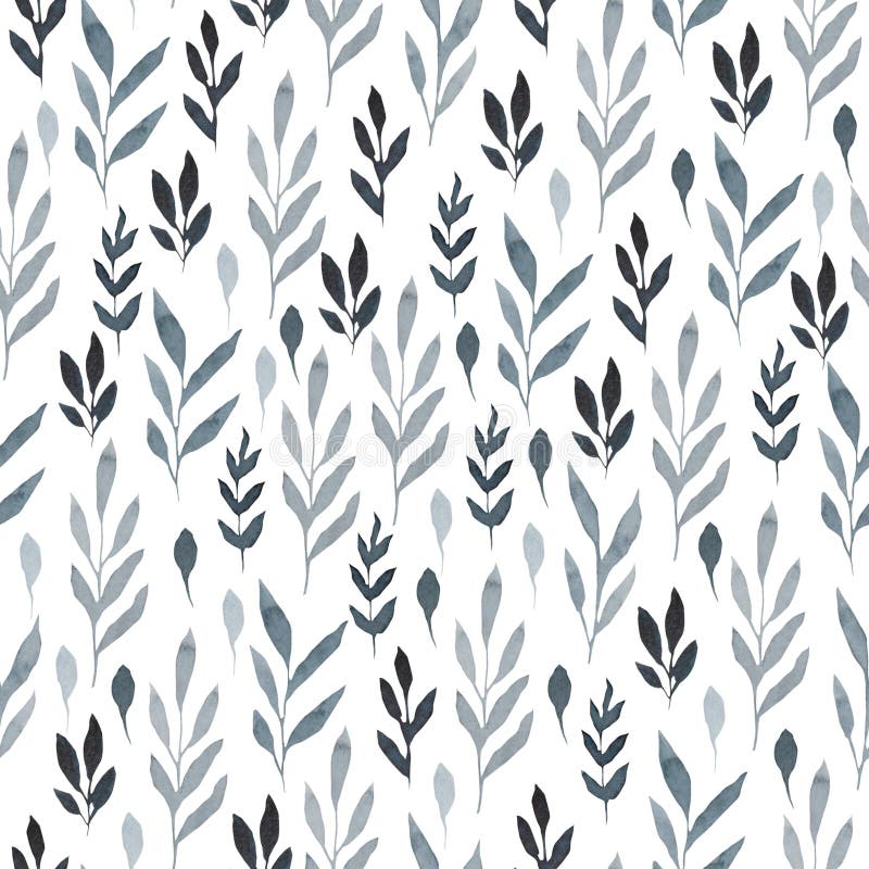 Flowers Seamless Pattern. Monochrome Floral Pattern. Watercolour ...