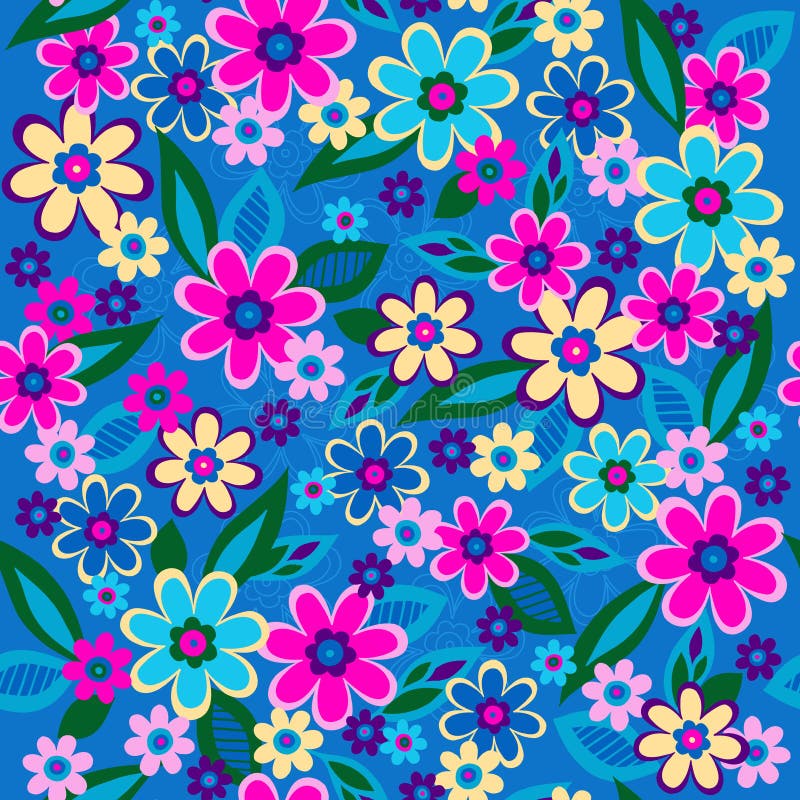 Flowers Seamless Repeat Pattern Vector Stock Vector - Illustration of ...