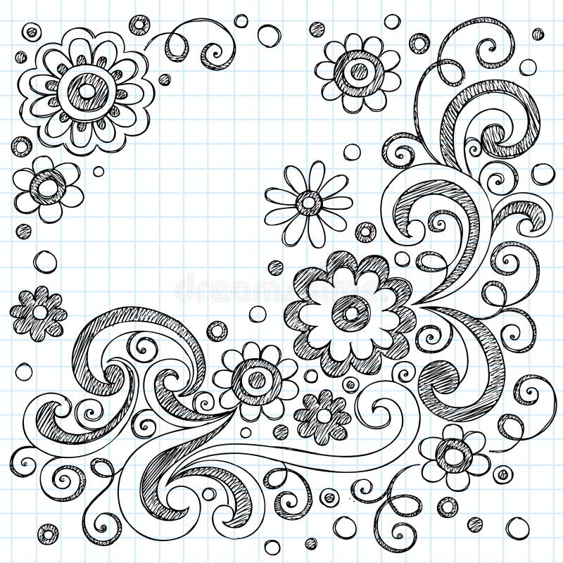 Flowers Sketchy Notebook Doodles Stock Vector - Illustration of paisley ...