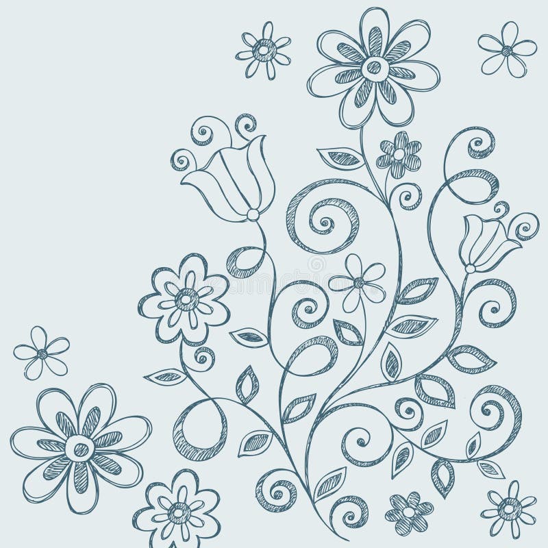 Flowers Sketchy Notebook Doodles Stock Vector - Illustration of paisley ...