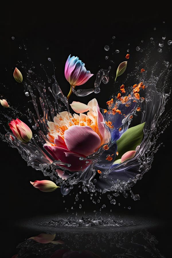 Flowers Splash Beautiful Postcard or Place for a Subject. Stock Image ...