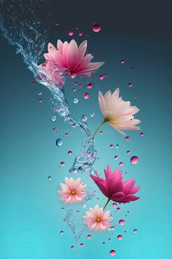 Flowers Splash Beautiful Postcard or Place for a Subject. Stock Image ...