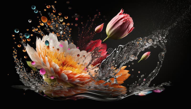 Flowers Splash Beautiful Postcard or Place for a Subject. Stock Image ...