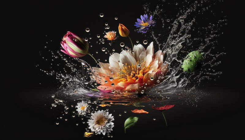 Flowers Splash Beautiful Postcard or Place for a Subject. Stock Image ...
