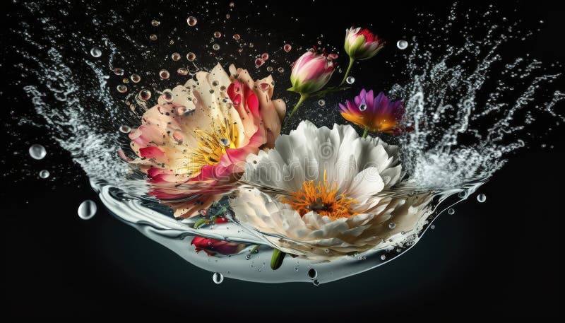 Flowers Splash Beautiful Postcard or Place for a Subject. Stock Image ...