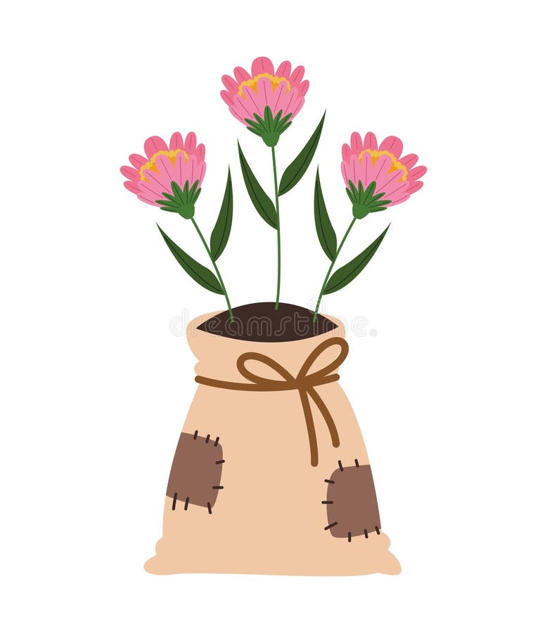 Flowers spring in sack stock vector. Illustration of pretty - 268158169