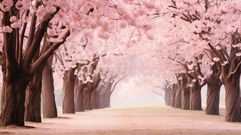 Flowers Spring Trees Background Stock Illustration - Illustration of ...