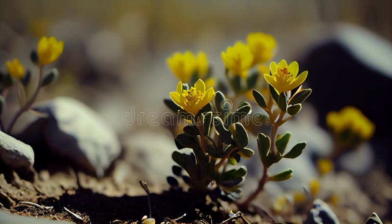 Beautiful Spring Flowers Sprouting in Nature Stock Illustration ...