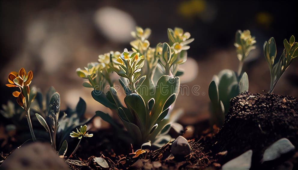 Beautiful Spring Flowers Sprouting in Nature Stock Illustration ...