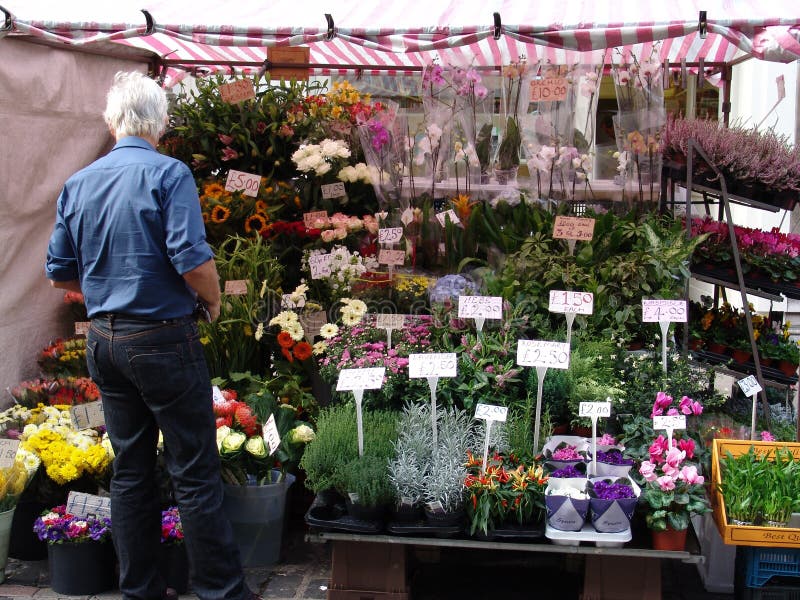 Flowers stall in Market stock photo. Image of displayed - 1294782