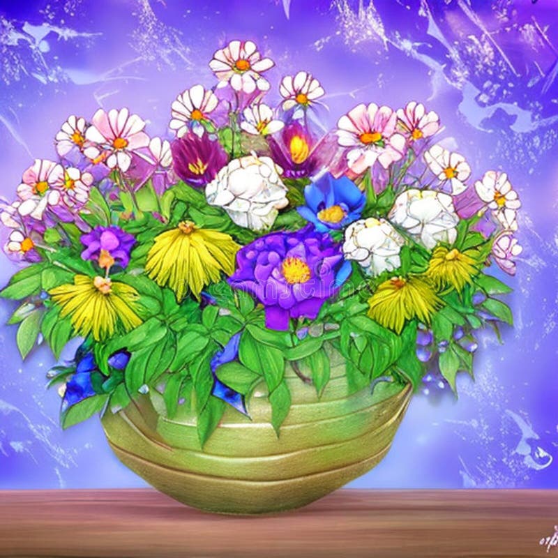 Flowers in the Style of Folklore Drawing Ai Generated, Generative AI ...